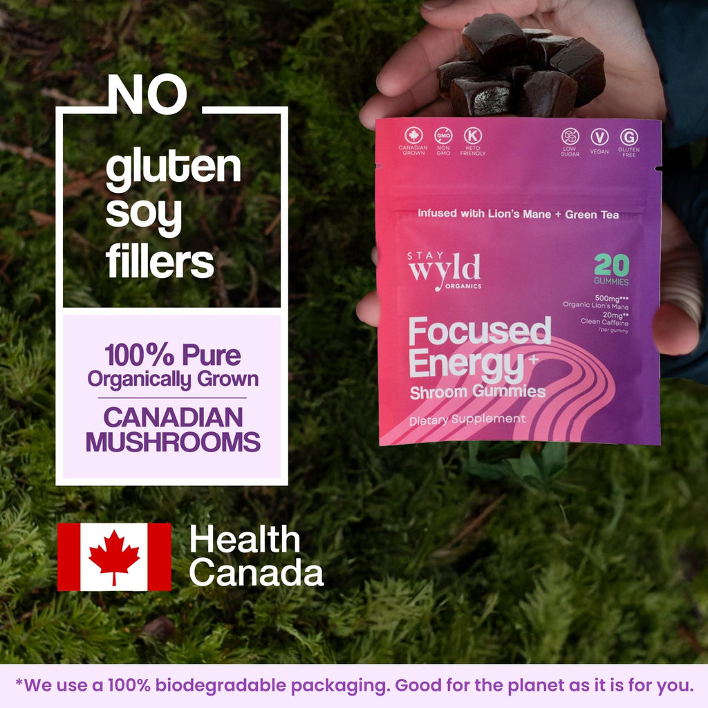 Mushroom gummies for stress relief and focus