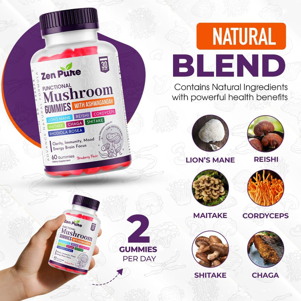 Mushroom gummies with adaptogenic benefits