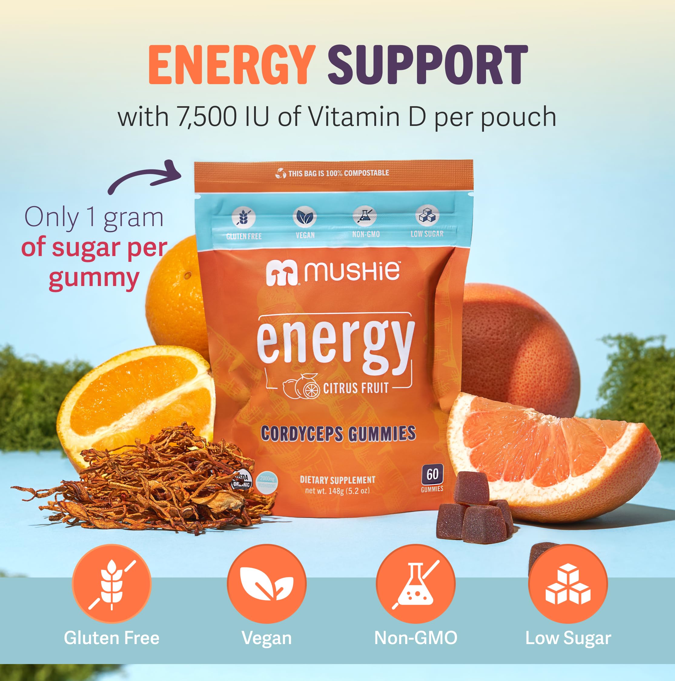 Mushroom gummies with vitamin D