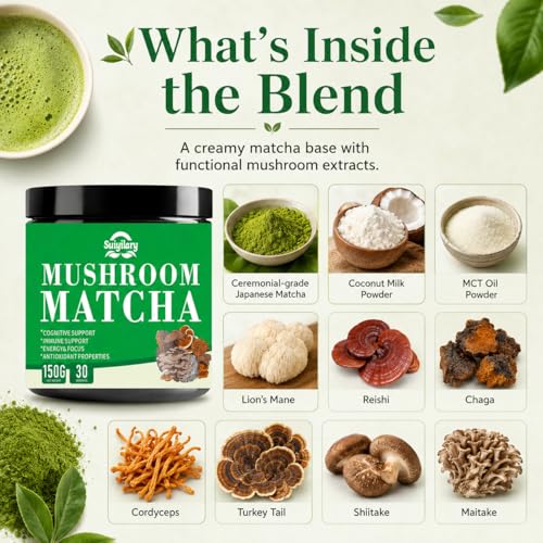 Mushroom-infused matcha for unique flavour