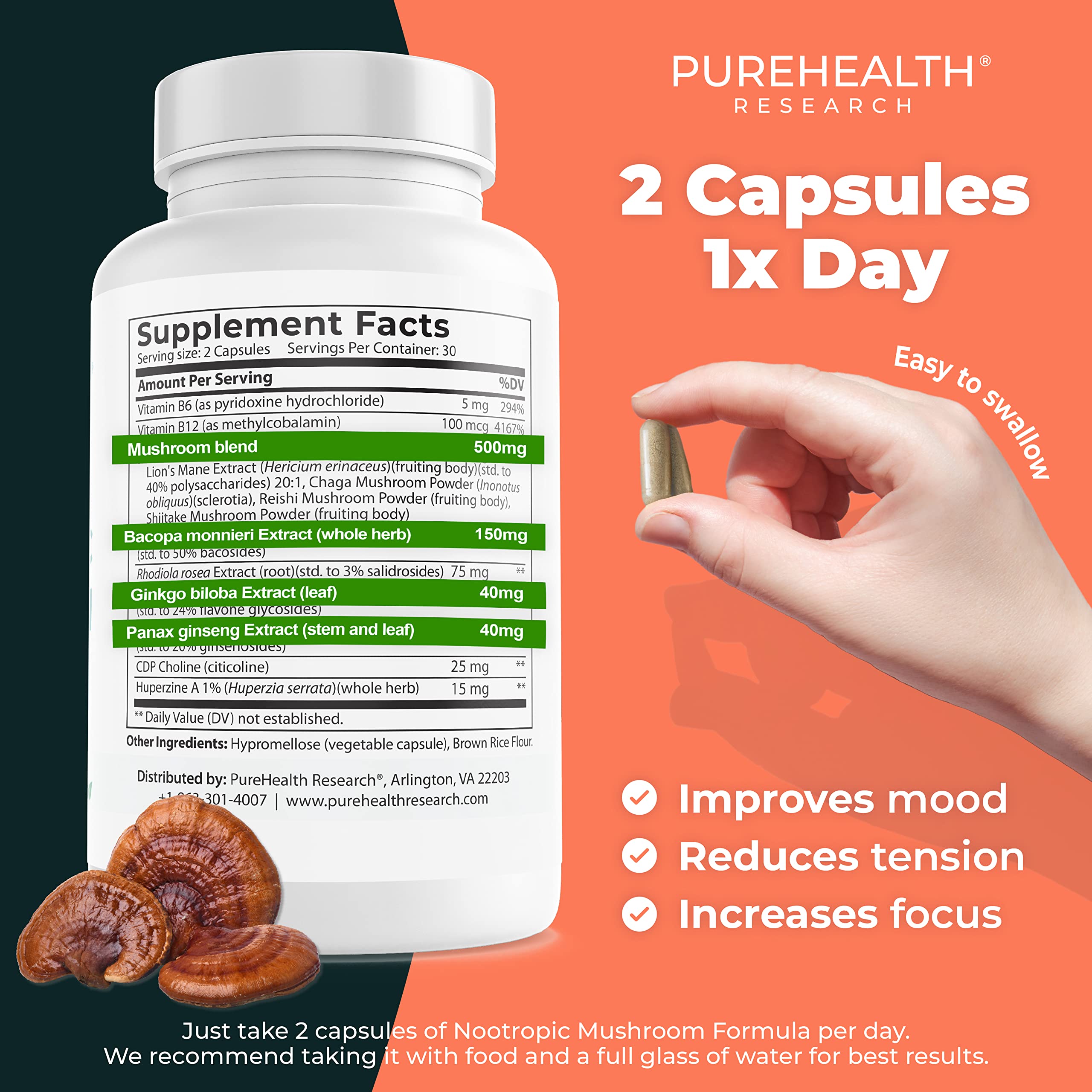 Mushroom powder for brain function