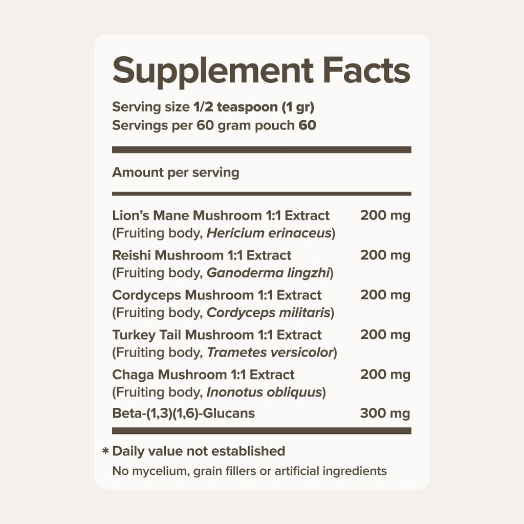 Mushroom powder for immune support