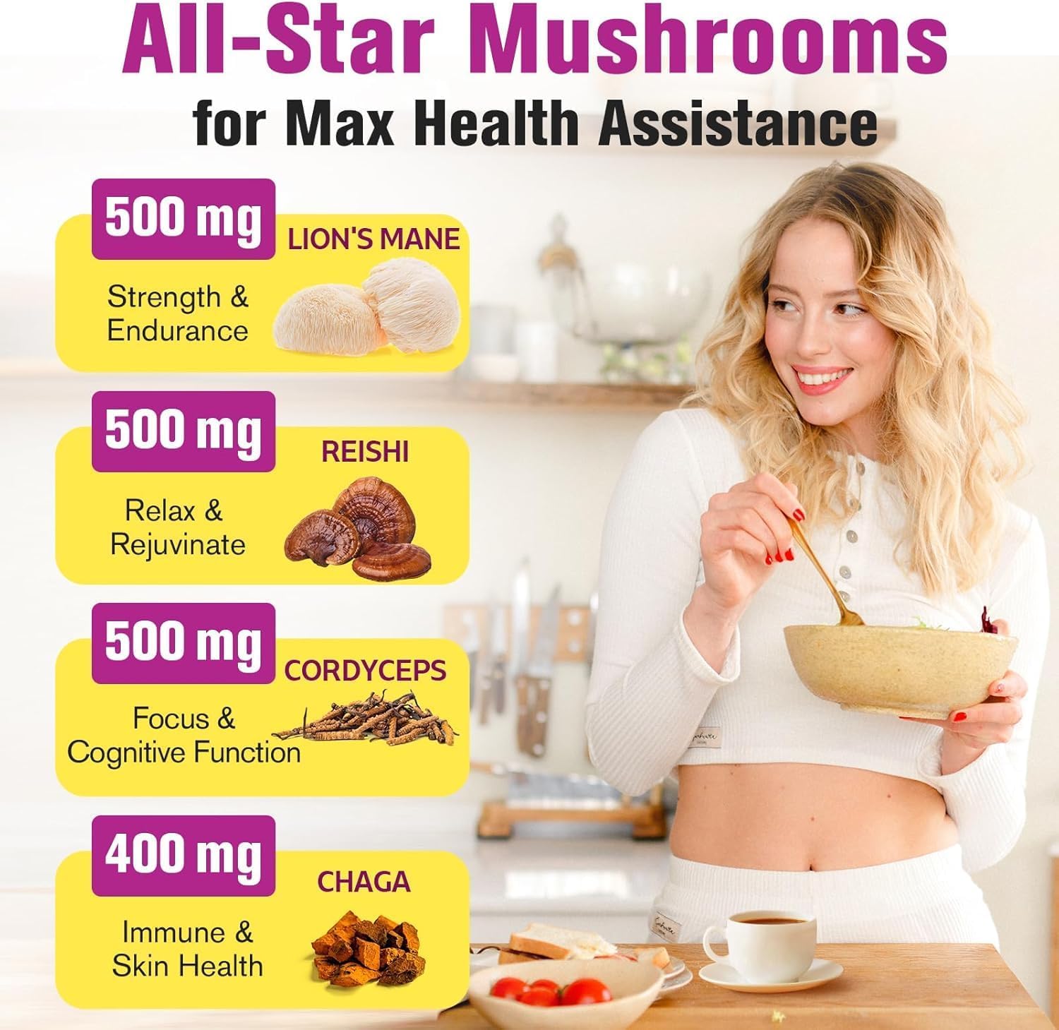 Mushroom powder for memory support
