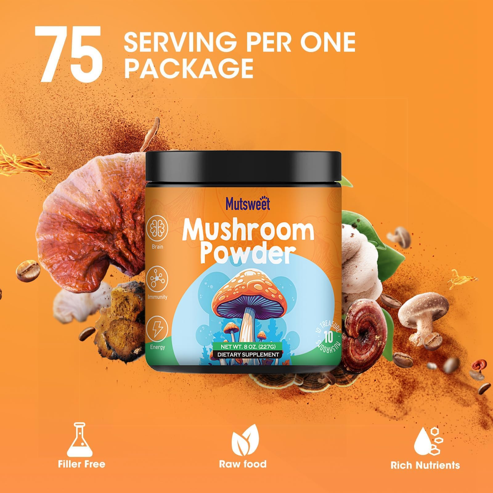 Mushroom powder for stress relief