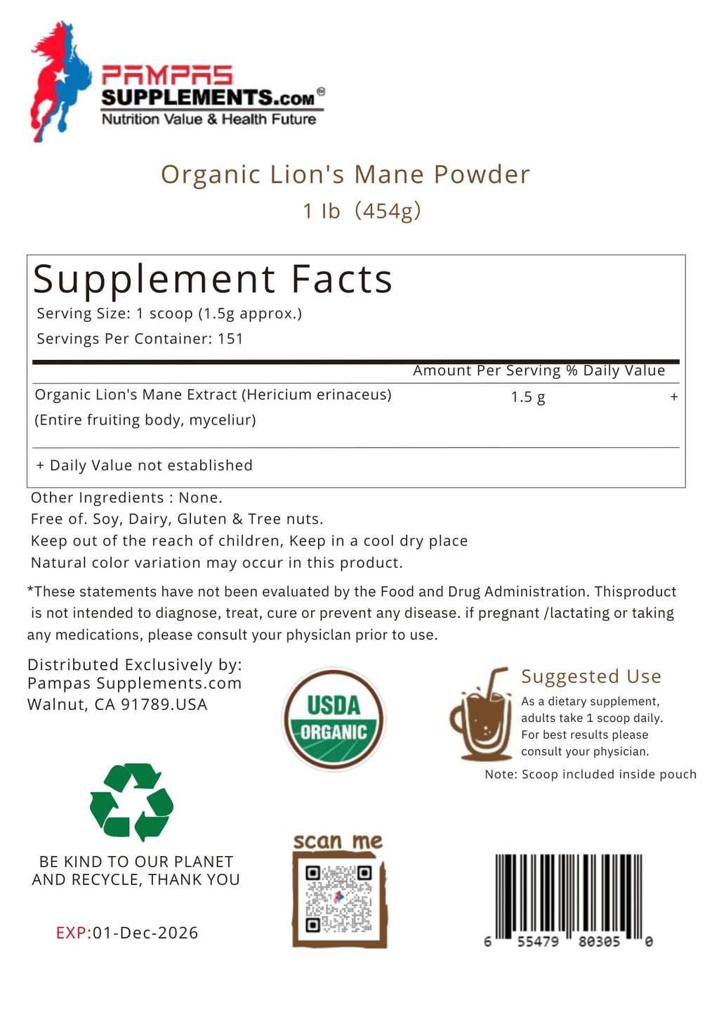 Mushroom supplement for energy boost