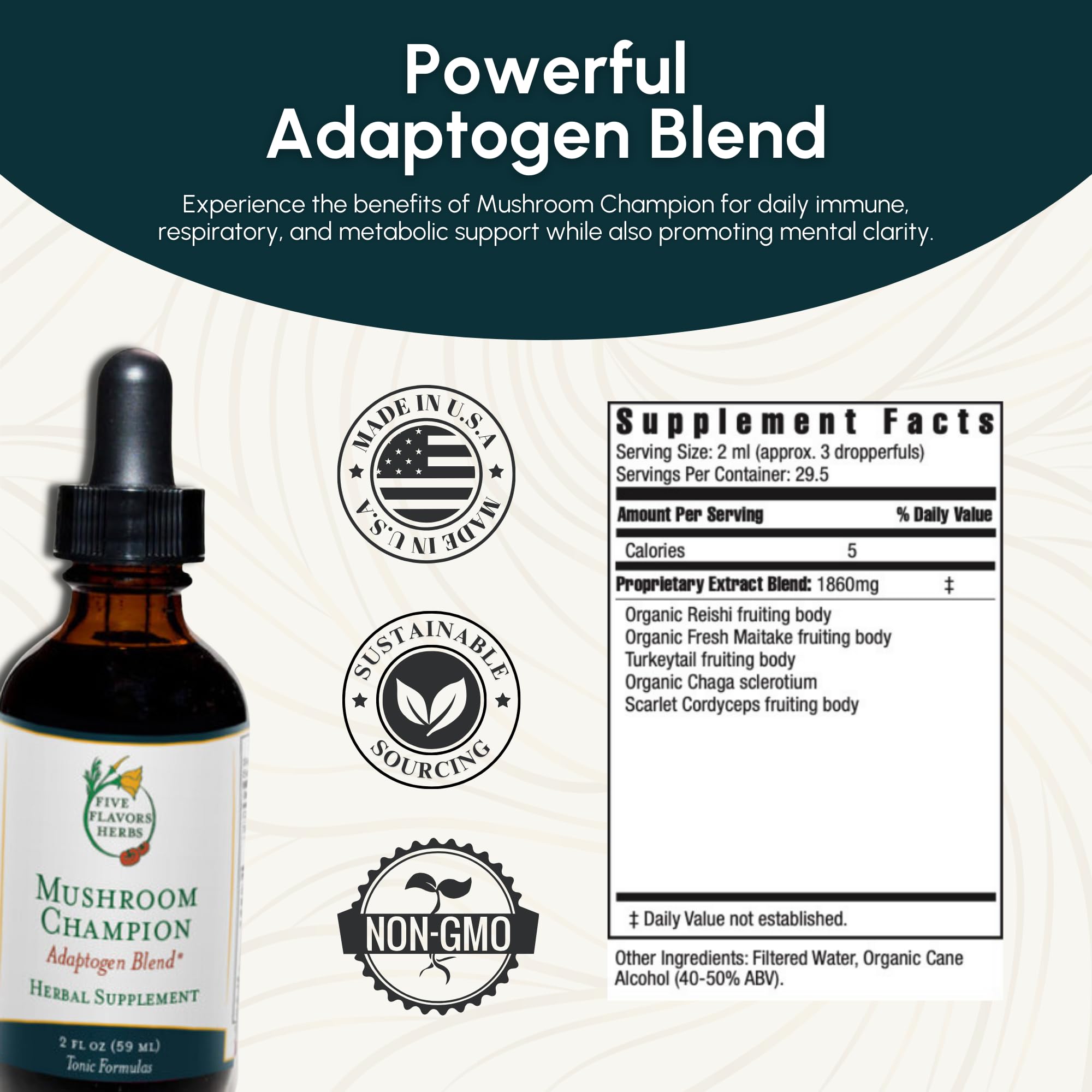 Mushroom tincture for daily vitality