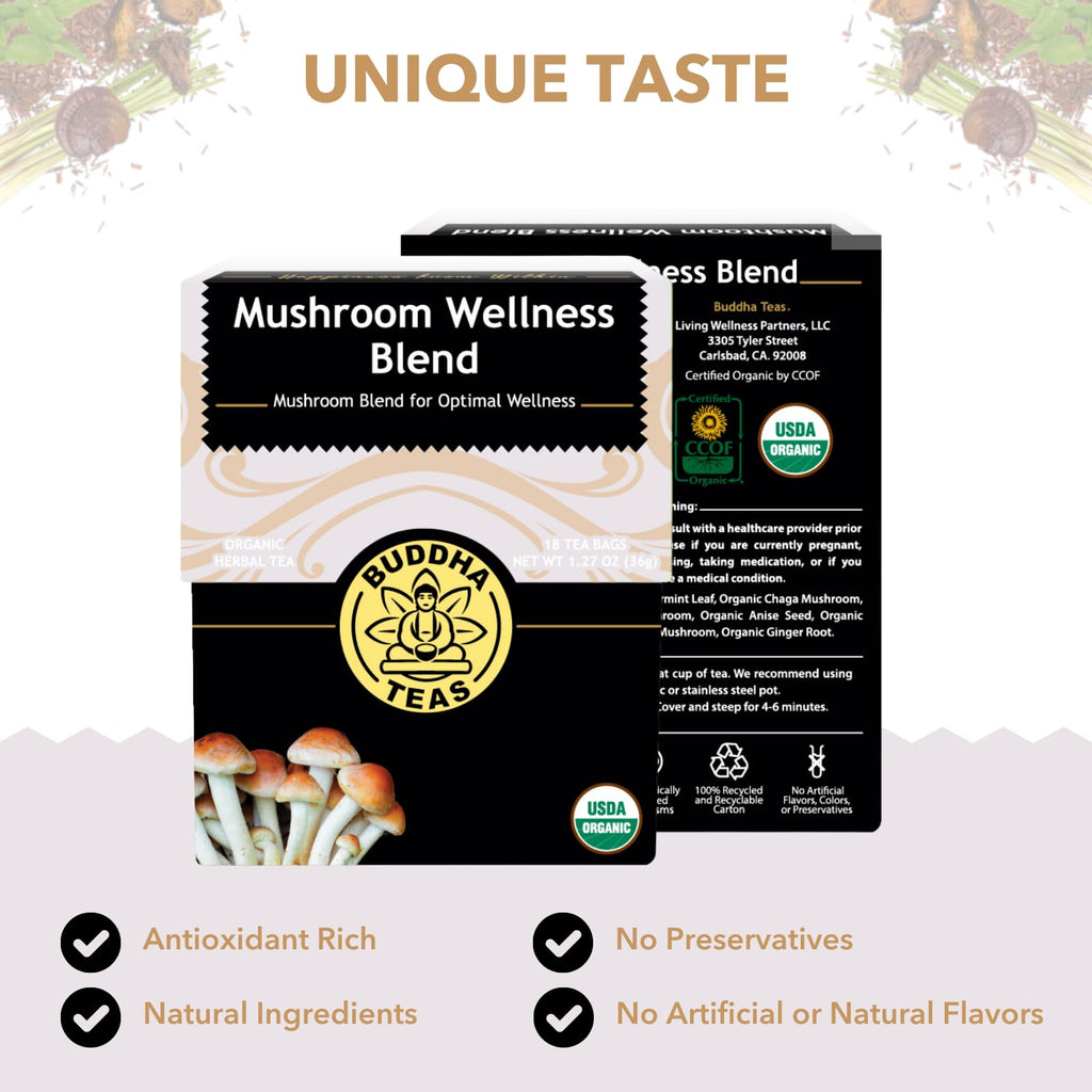 mushroom wellness herbal tea benefits