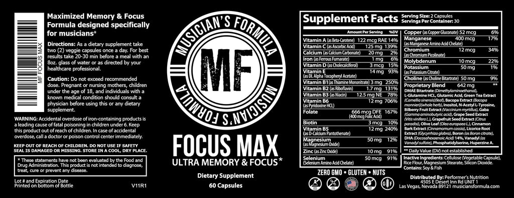 Musician's Formula Focus Max benefits
