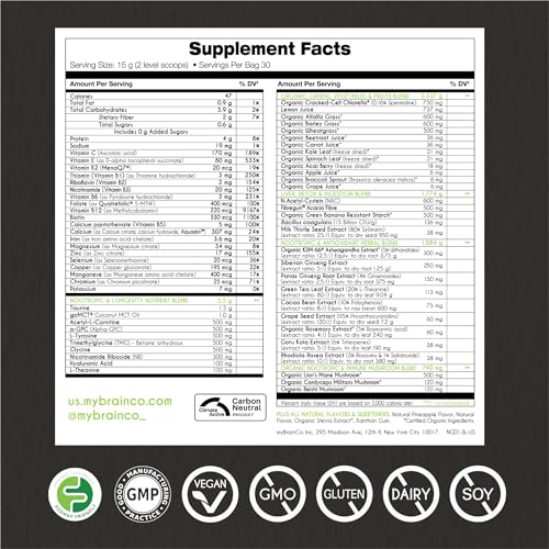 myBrainCo. Nootropic Greens for stress relief