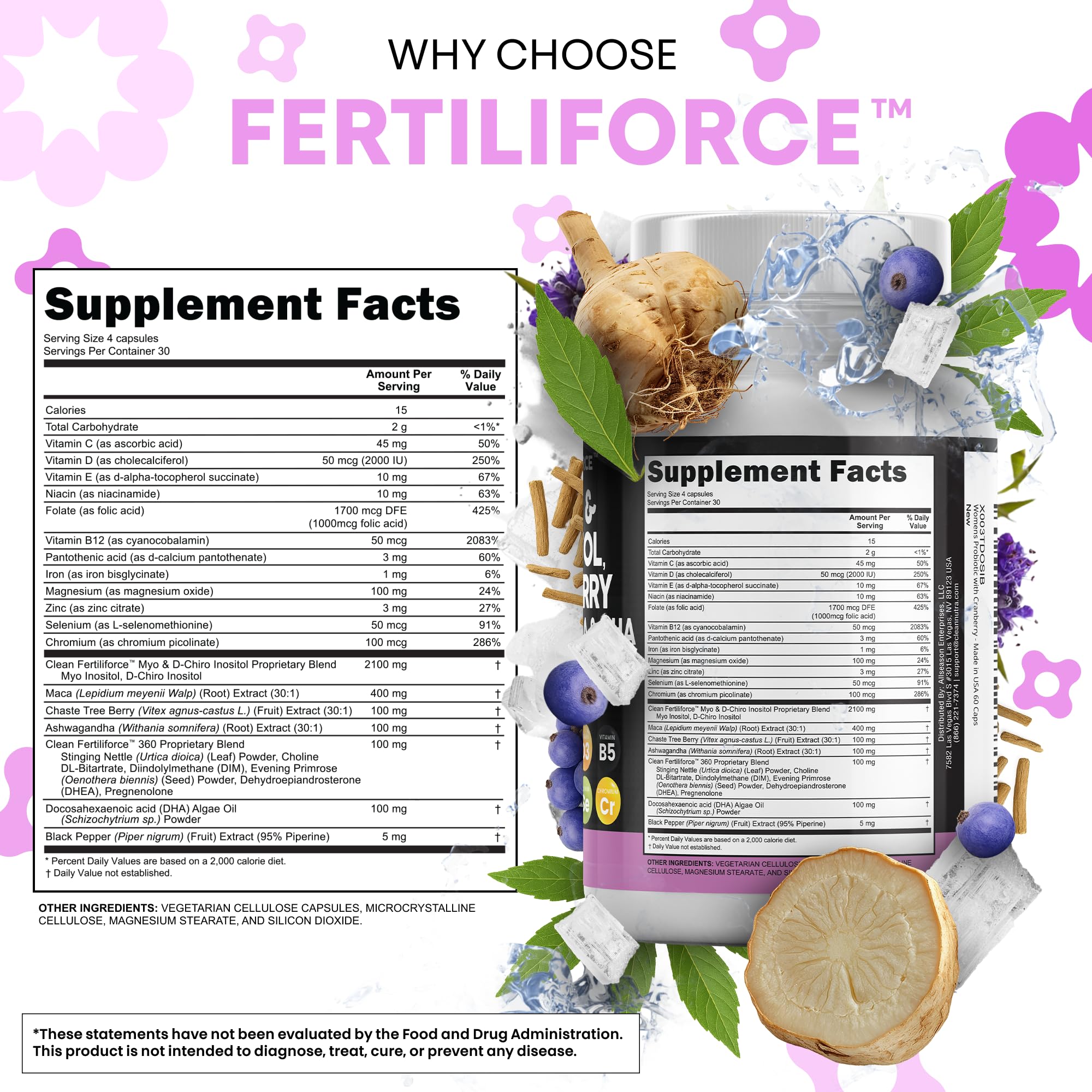 Myo blended vitamin & mineral supplements for reproductive health