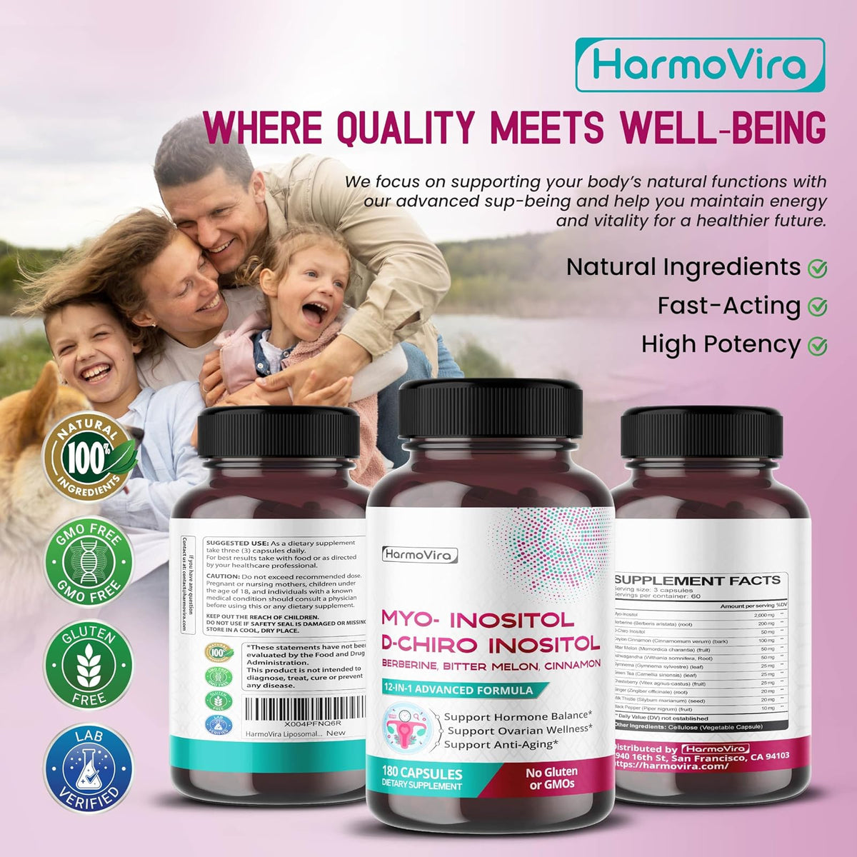 Myo-Inositol 180 capsules for daily use