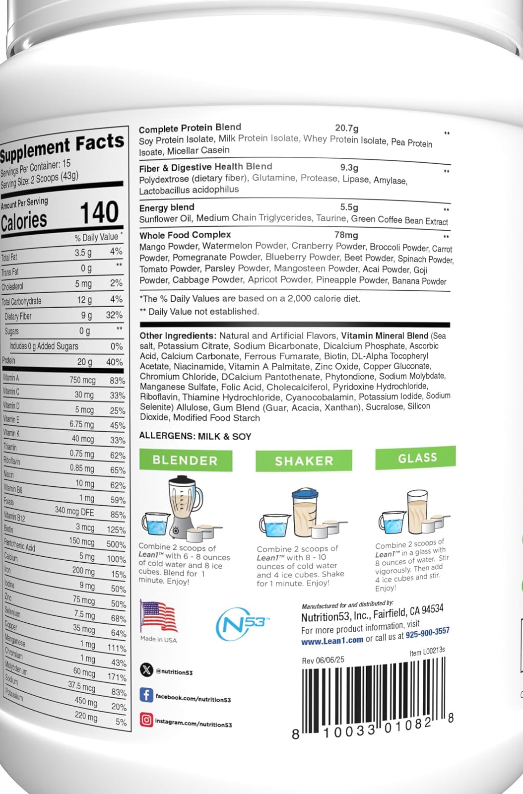 N53 Lean1 nutrition for athletes