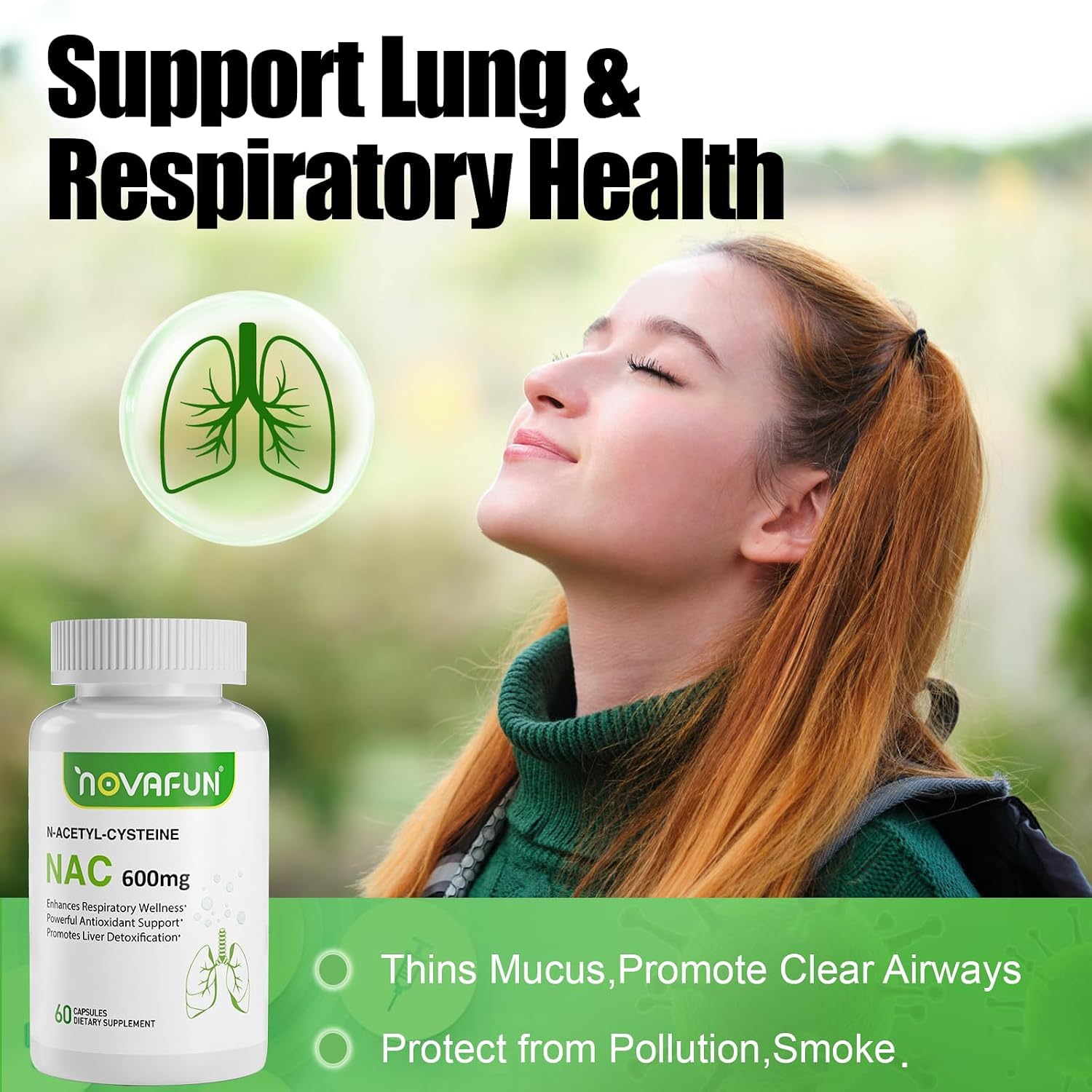 NAC 600 mg for respiratory wellness