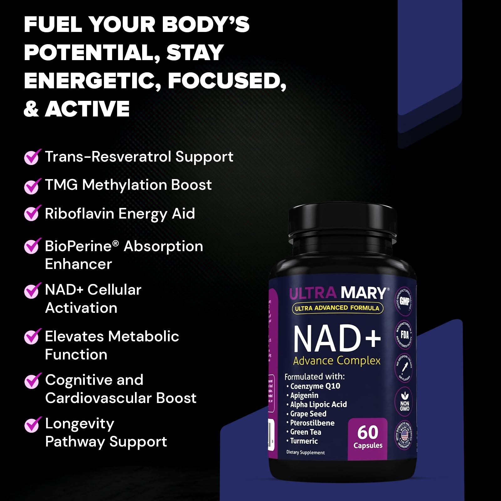 NAD+ capsules for energy enhancement