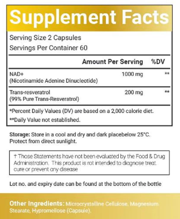 NAD+ capsules for enhanced metabolism