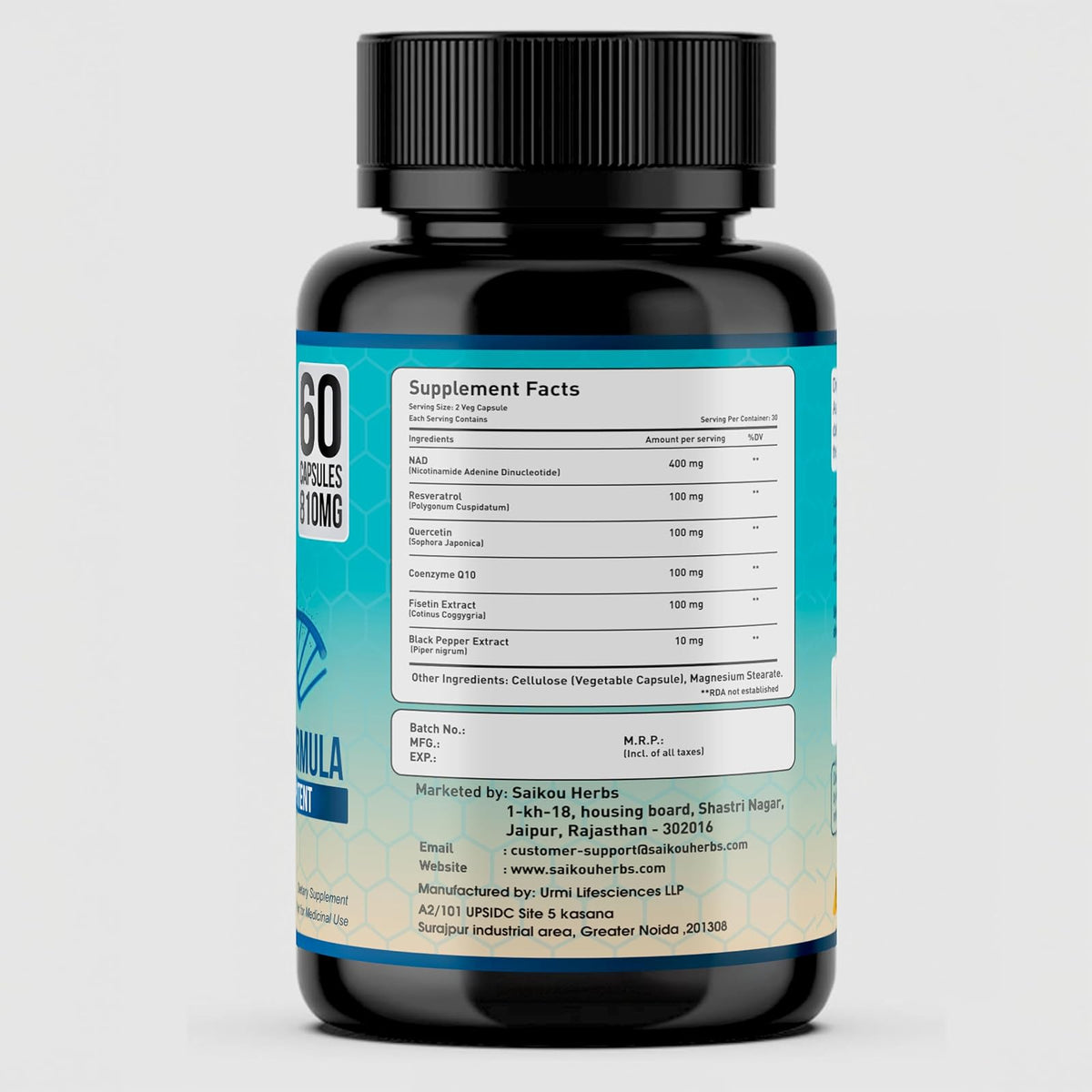NAD+ capsules for healthy aging