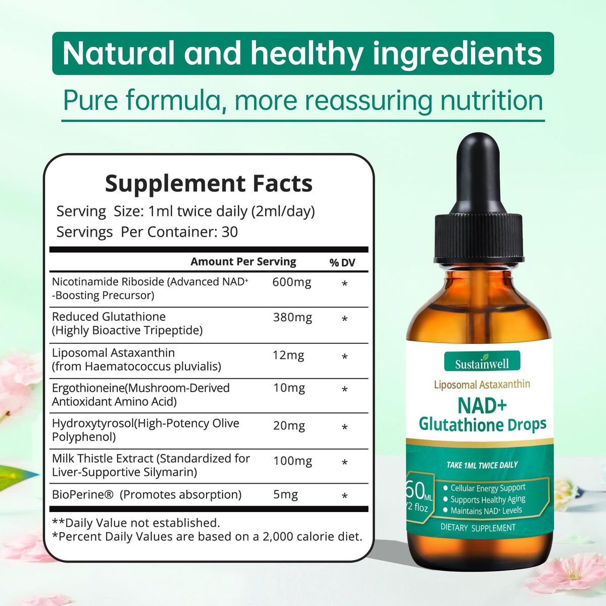 NAD+ Glutathione drops for cellular health