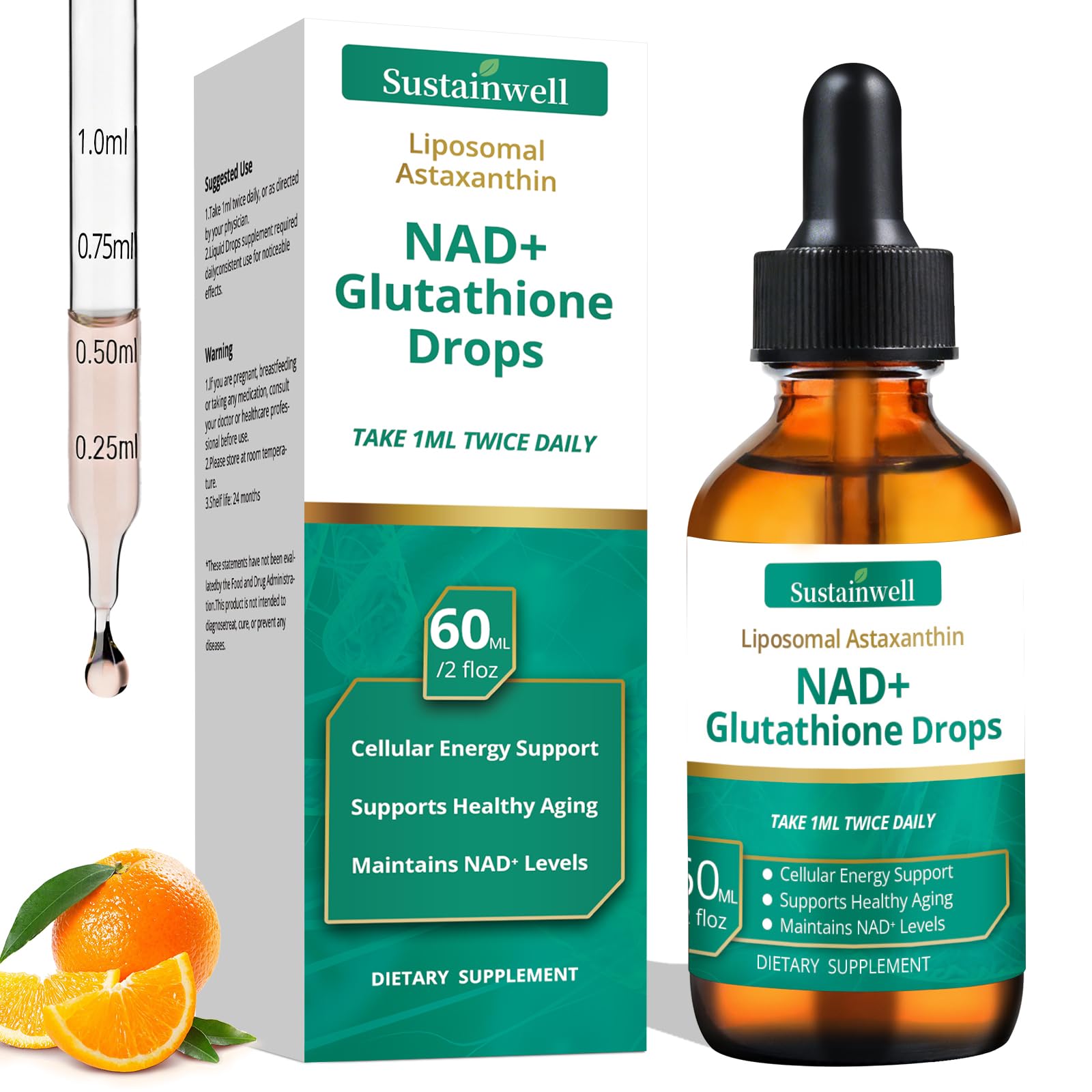 NAD+ Glutathione liquid drops for energy