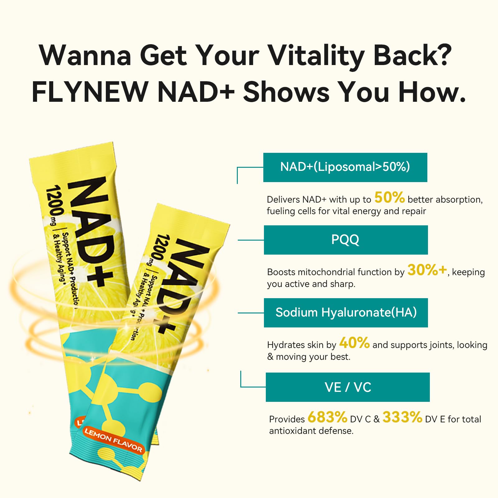 NAD supplement with antioxidants