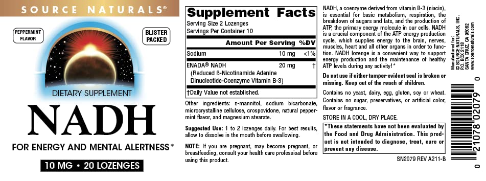 NADH 10 mg for mental clarity