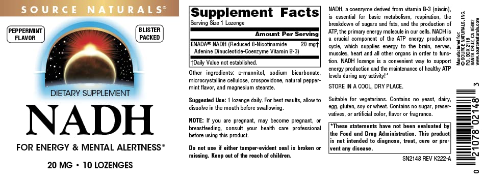 NADH 20 mg for mental clarity
