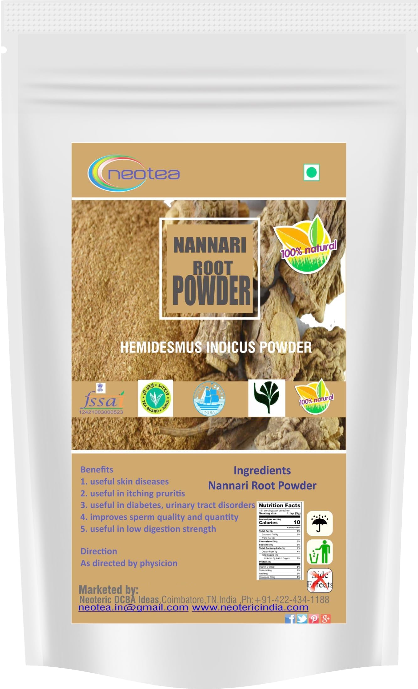Nannari root powder for health
