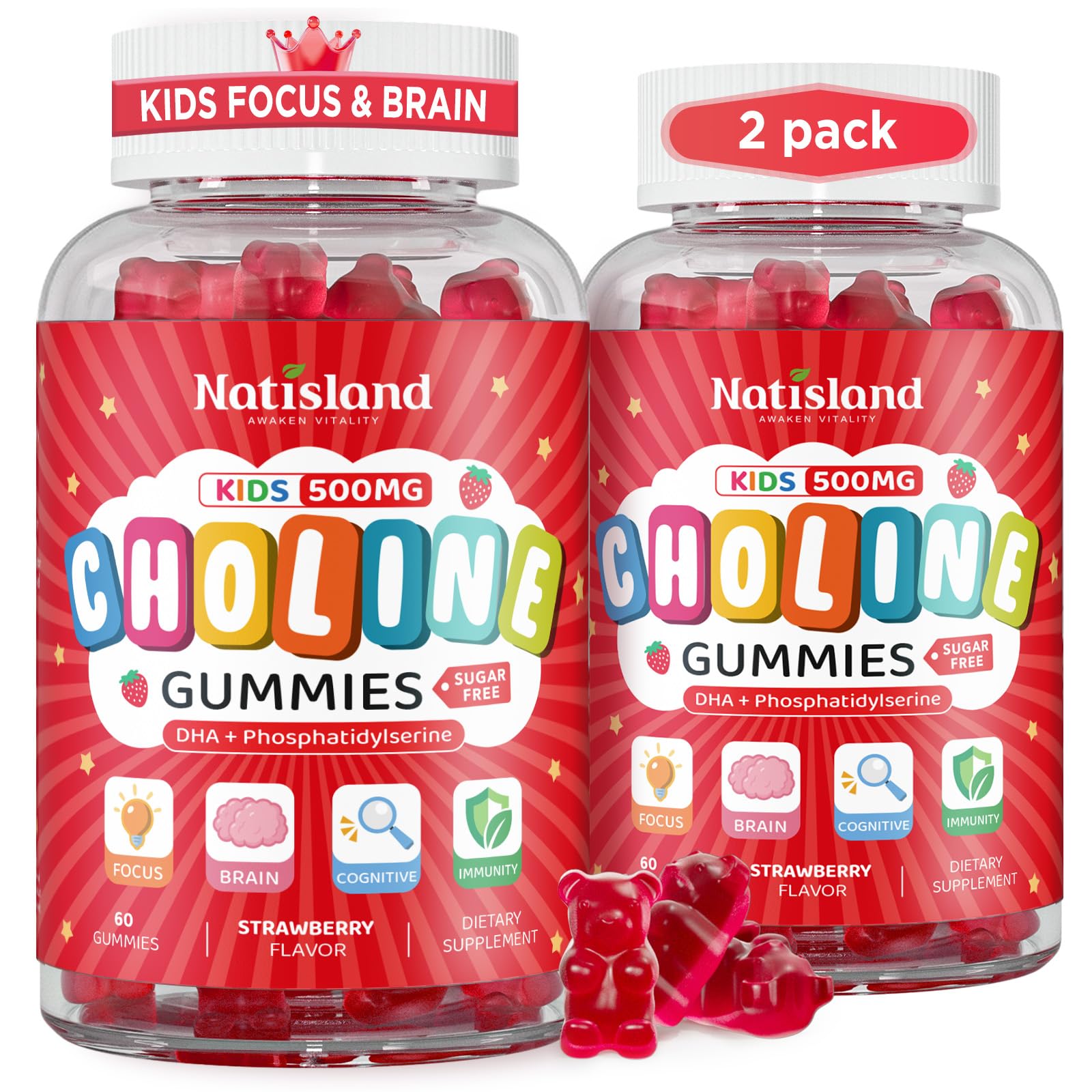 NATISLAND Choline Gummies for brain health