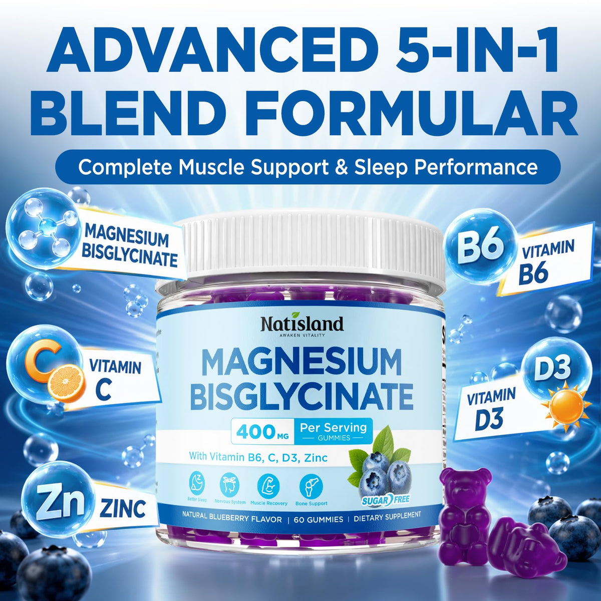 NATISLAND magnesium gummies for muscle health
