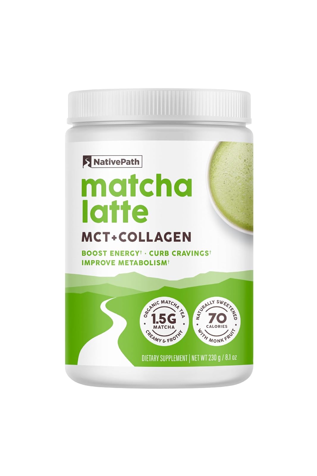 NativePath collagen latte matcha drink