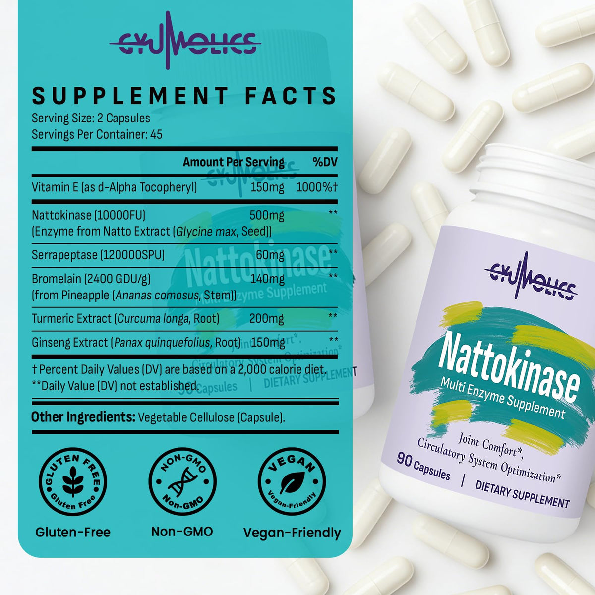 Nattokinase 10000 FU supplement for energy