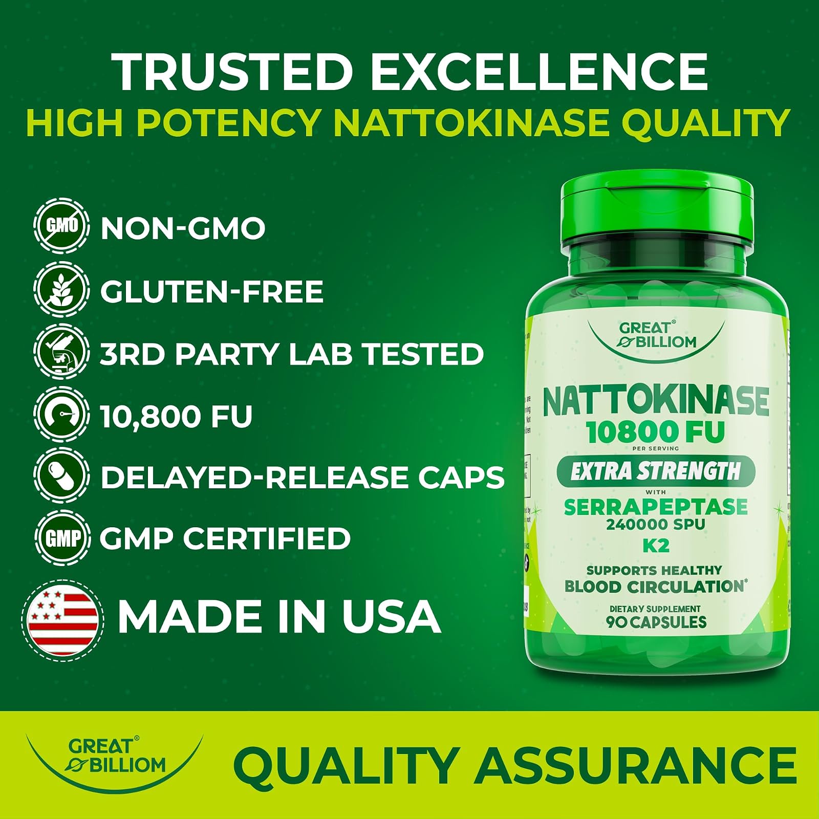 Nattokinase 10800 FU natural supplement