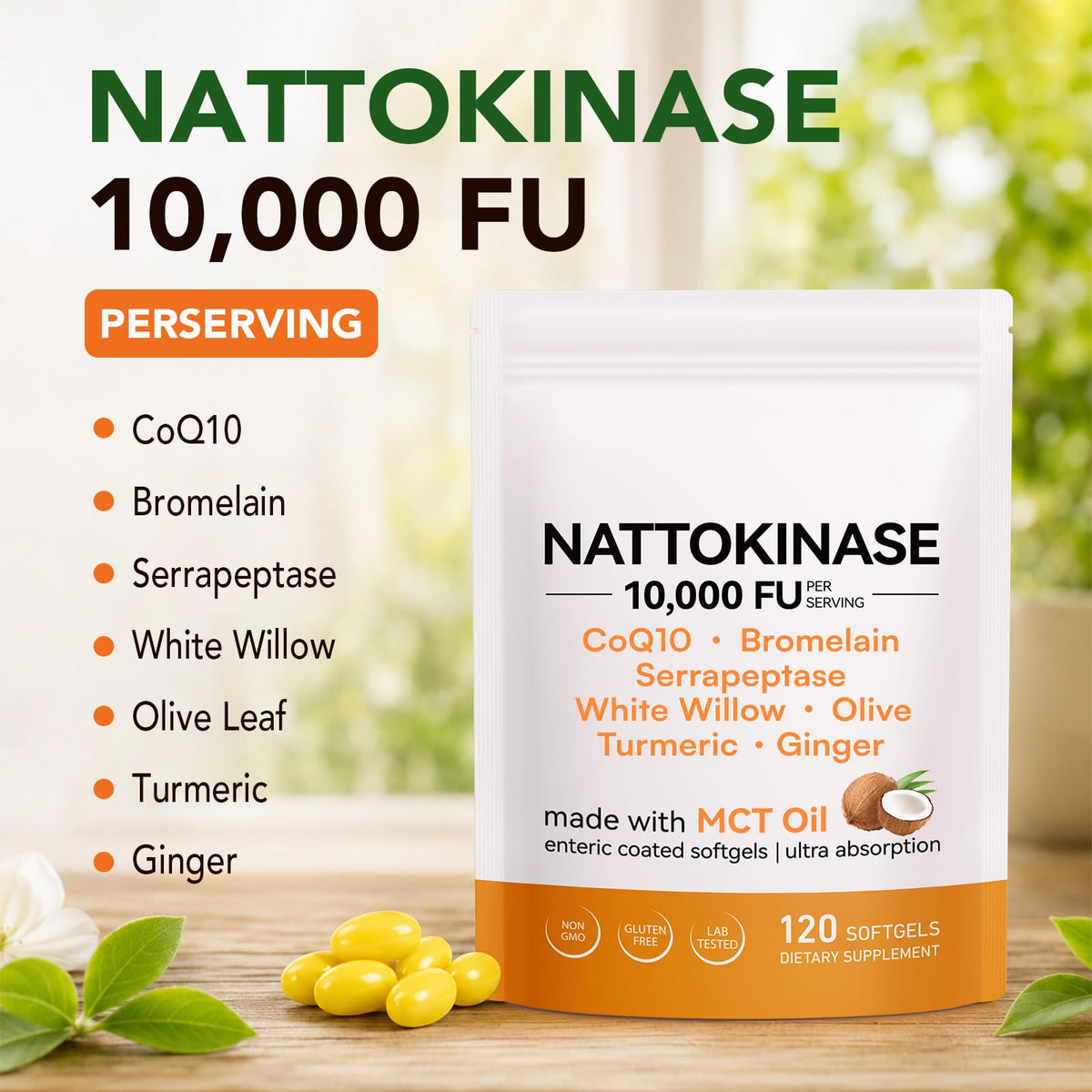 Nattokinase 120 capsules for easy dosing