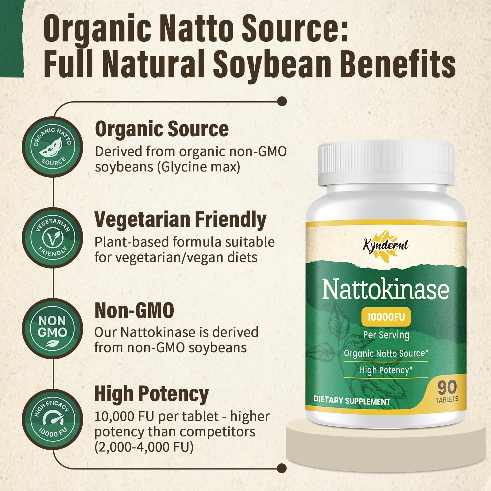 Nattokinase 180 tablets for daily wellness