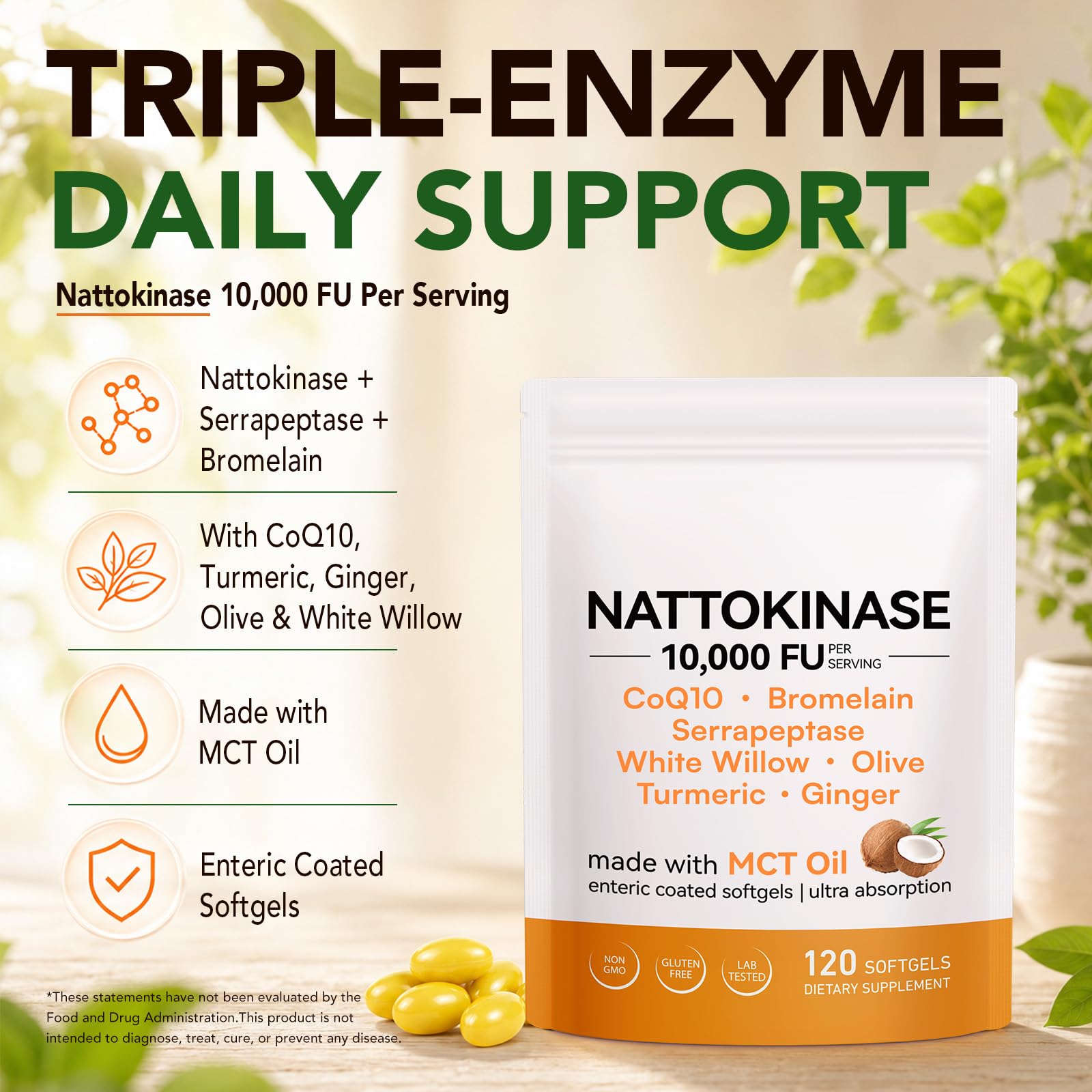 Nattokinase capsules for heart support