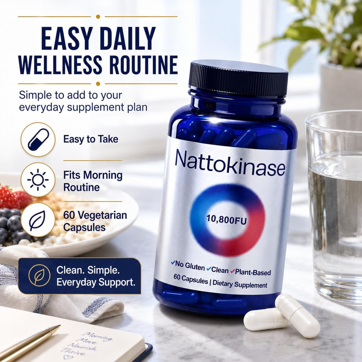 Nattokinase energy capsules for workouts