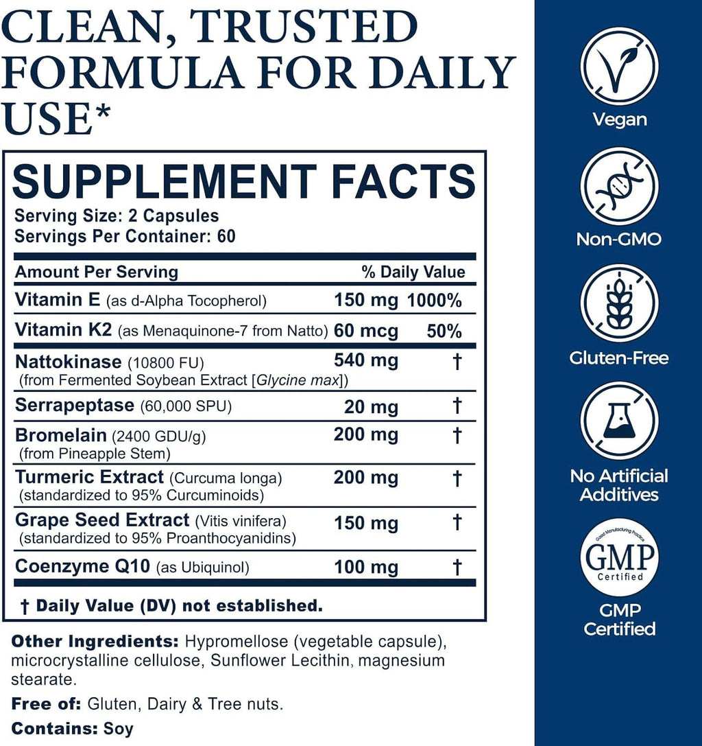 Nattokinase for improved blood flow