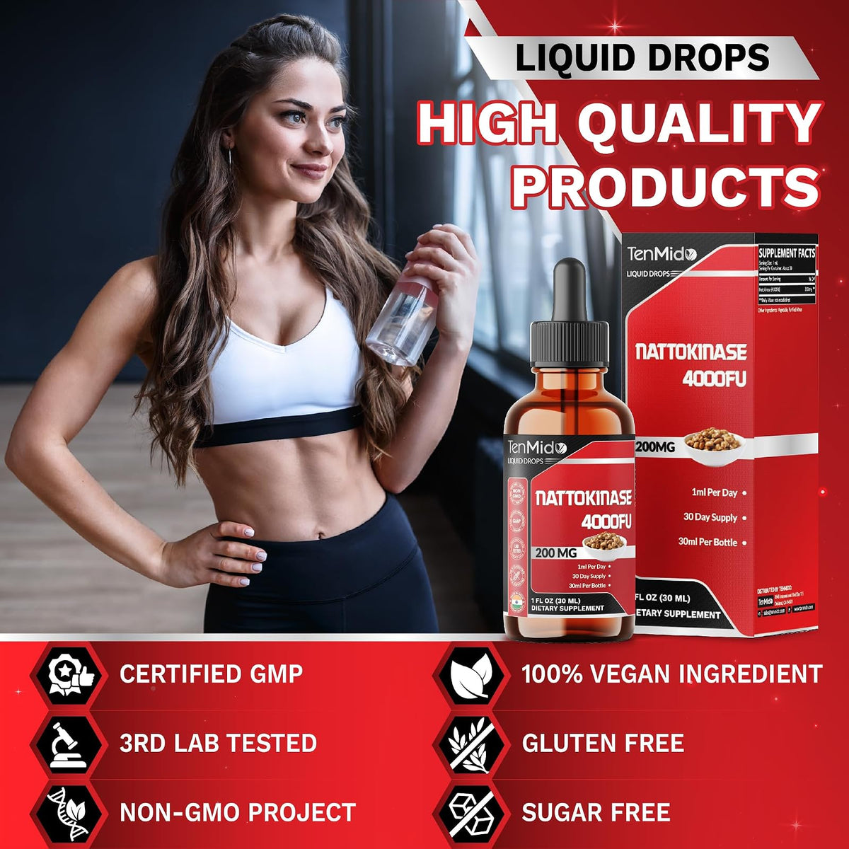 Nattokinase liquid drops for healthy lifestyle