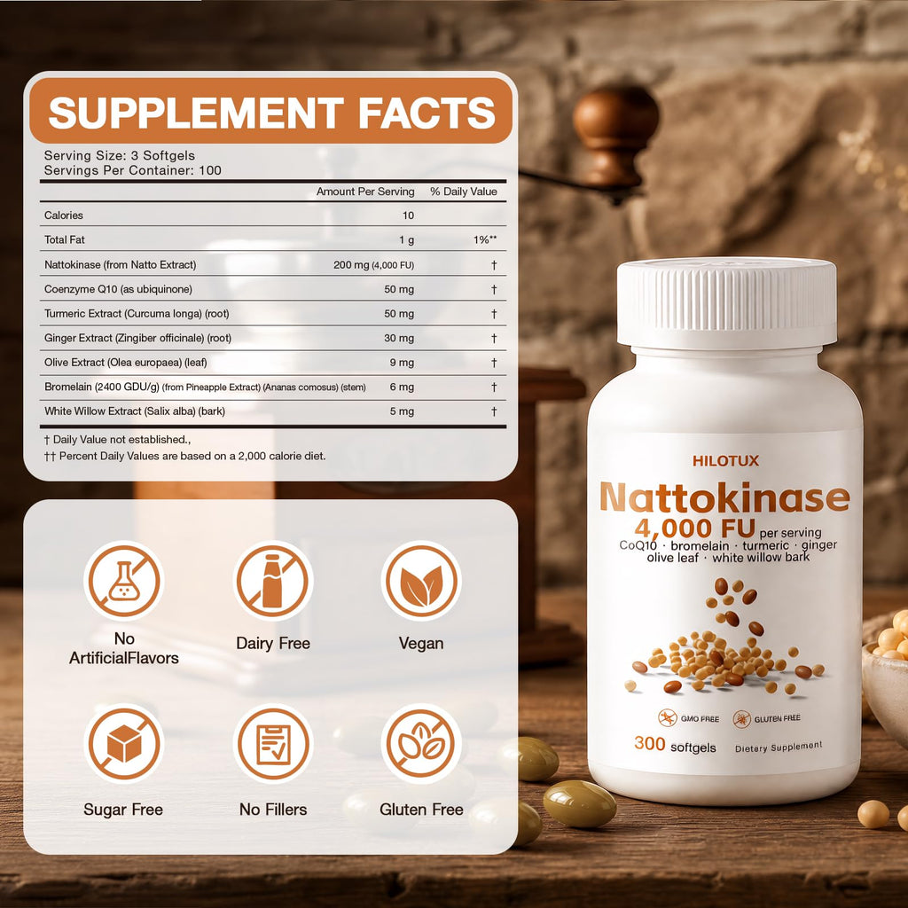 Nattokinase softgels for overall vitality