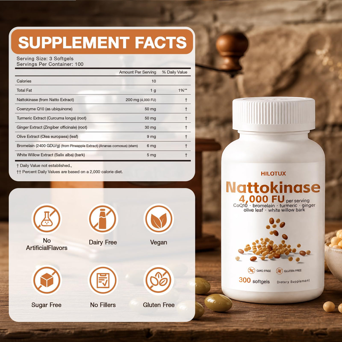 Nattokinase softgels for overall vitality