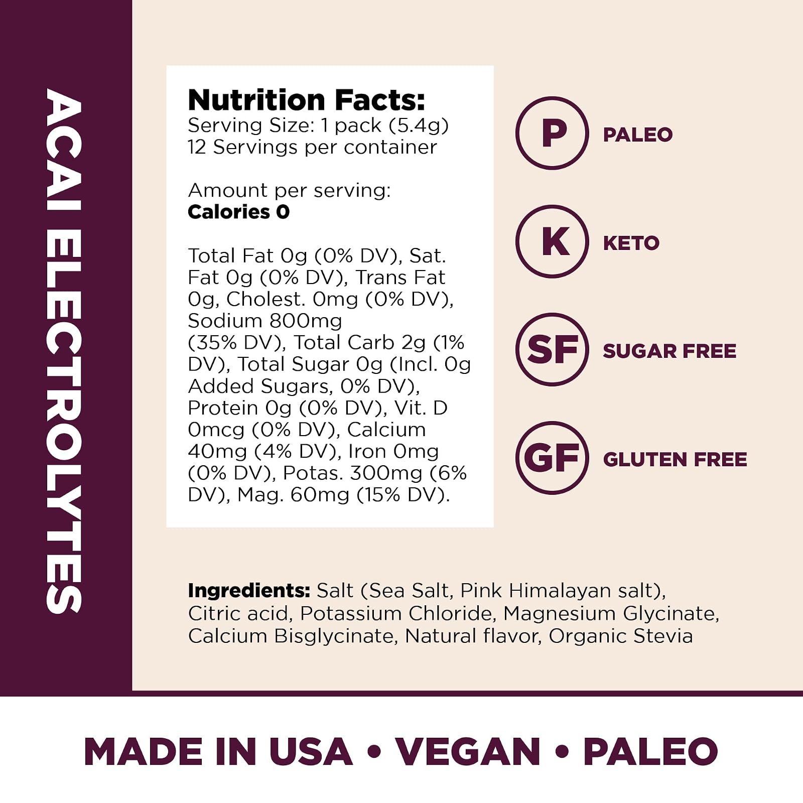 Natural acai electrolytes for workouts