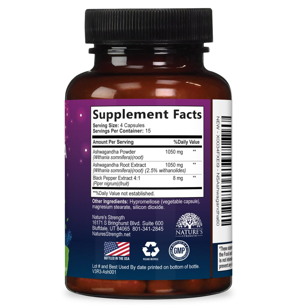 Natural adaptogen ashwagandha supplement