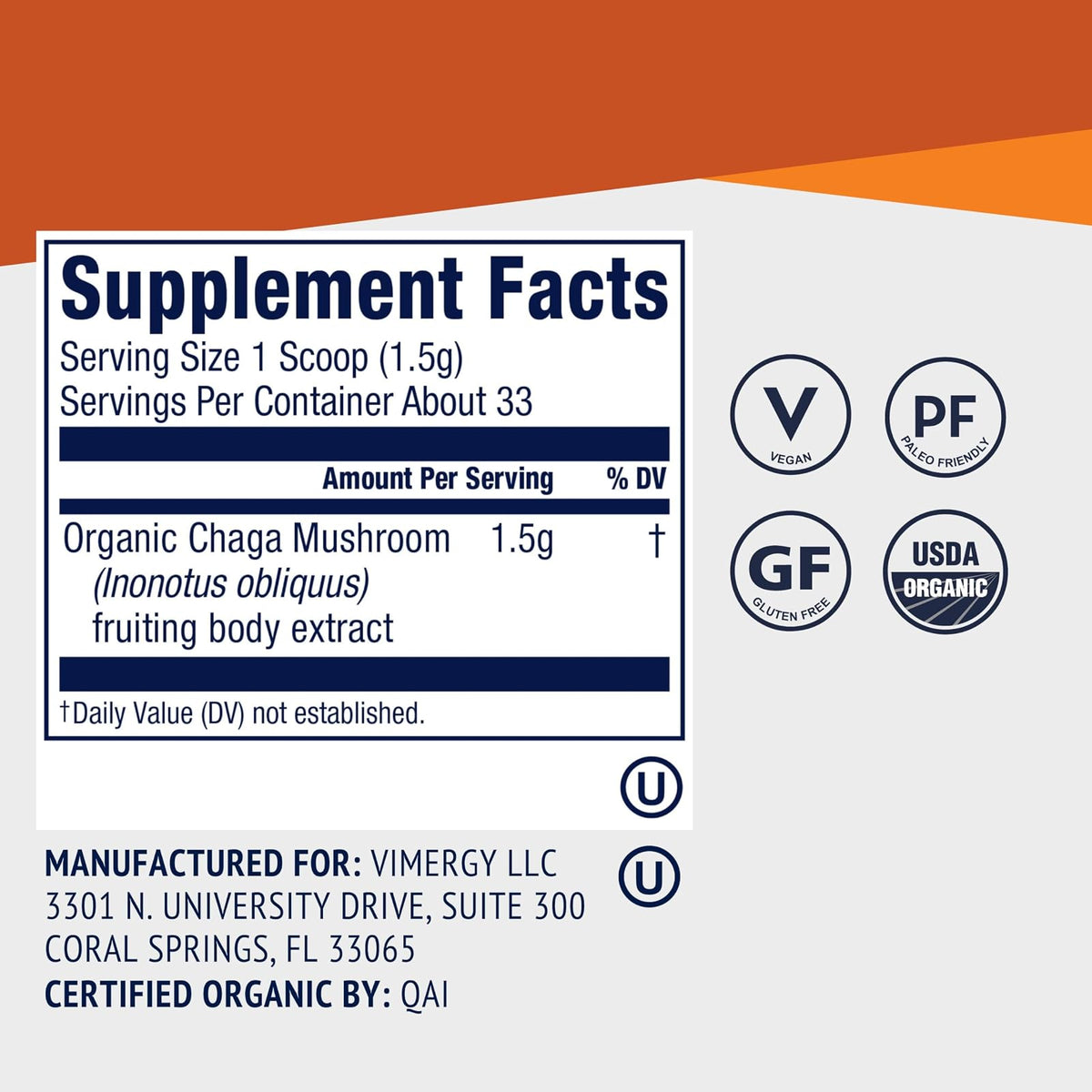 Natural adaptogen Chaga powder