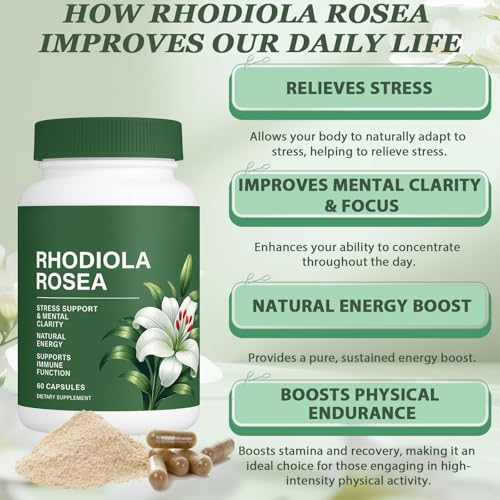 Natural adaptogen Rhodiola Rosea supplement
