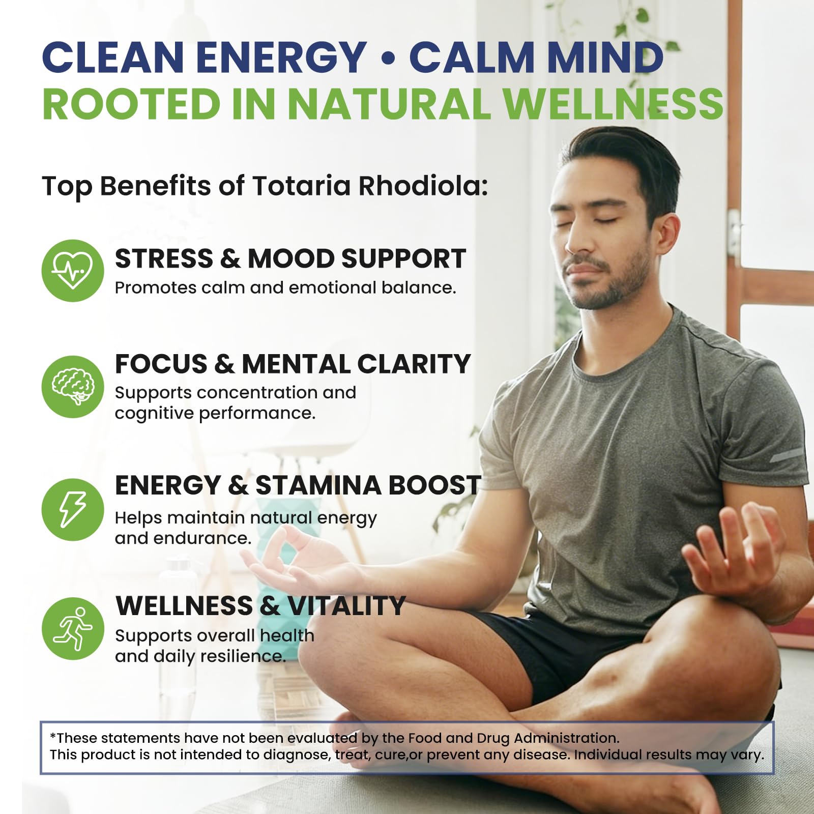 Natural adaptogen Rhodiola Rosea supplement