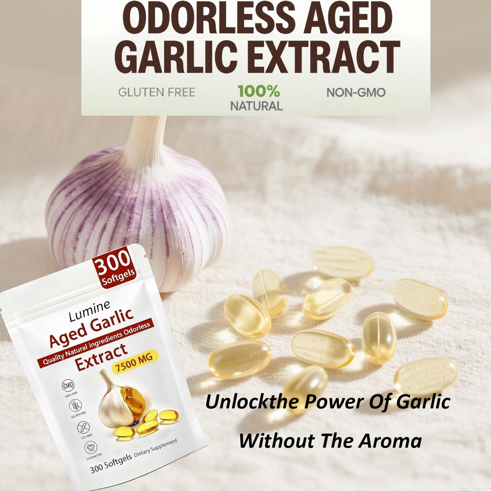 natural aged garlic supplement capsules