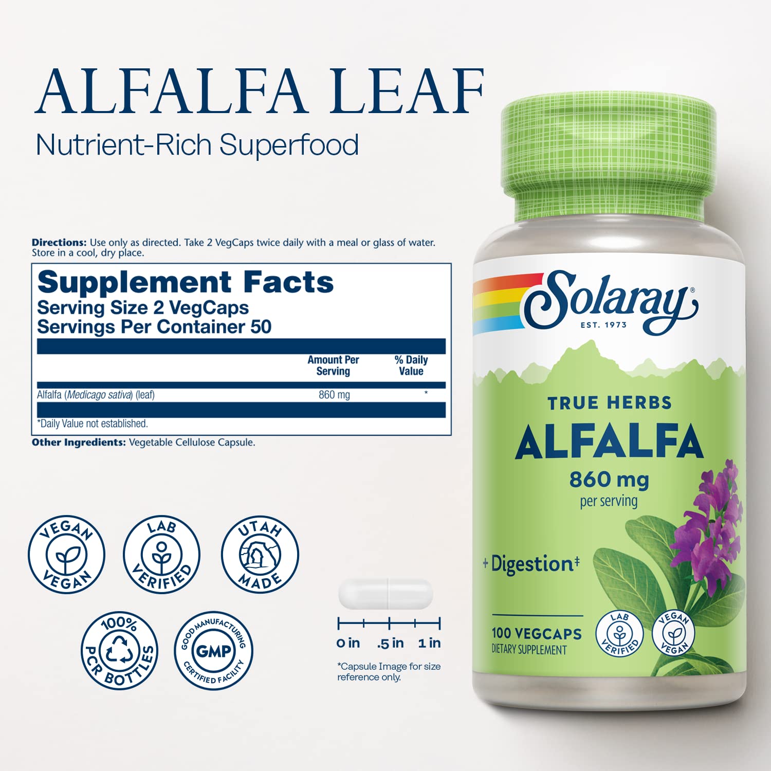 Natural alfalfa leaf supplement for wellness