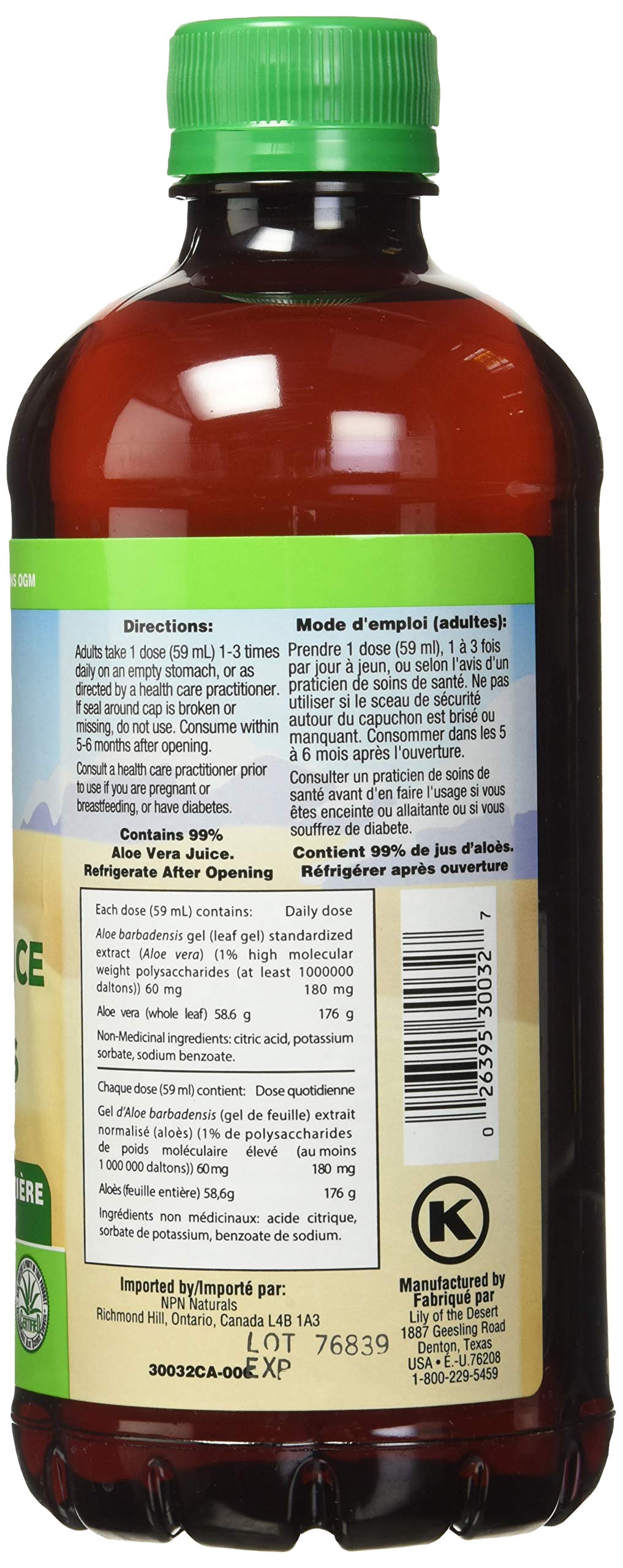 Natural aloe vera hydration solution