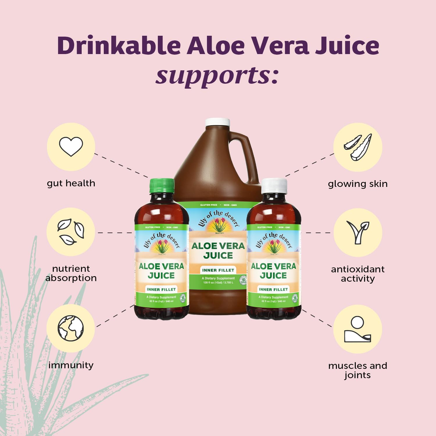 Natural aloe vera juice for skin health