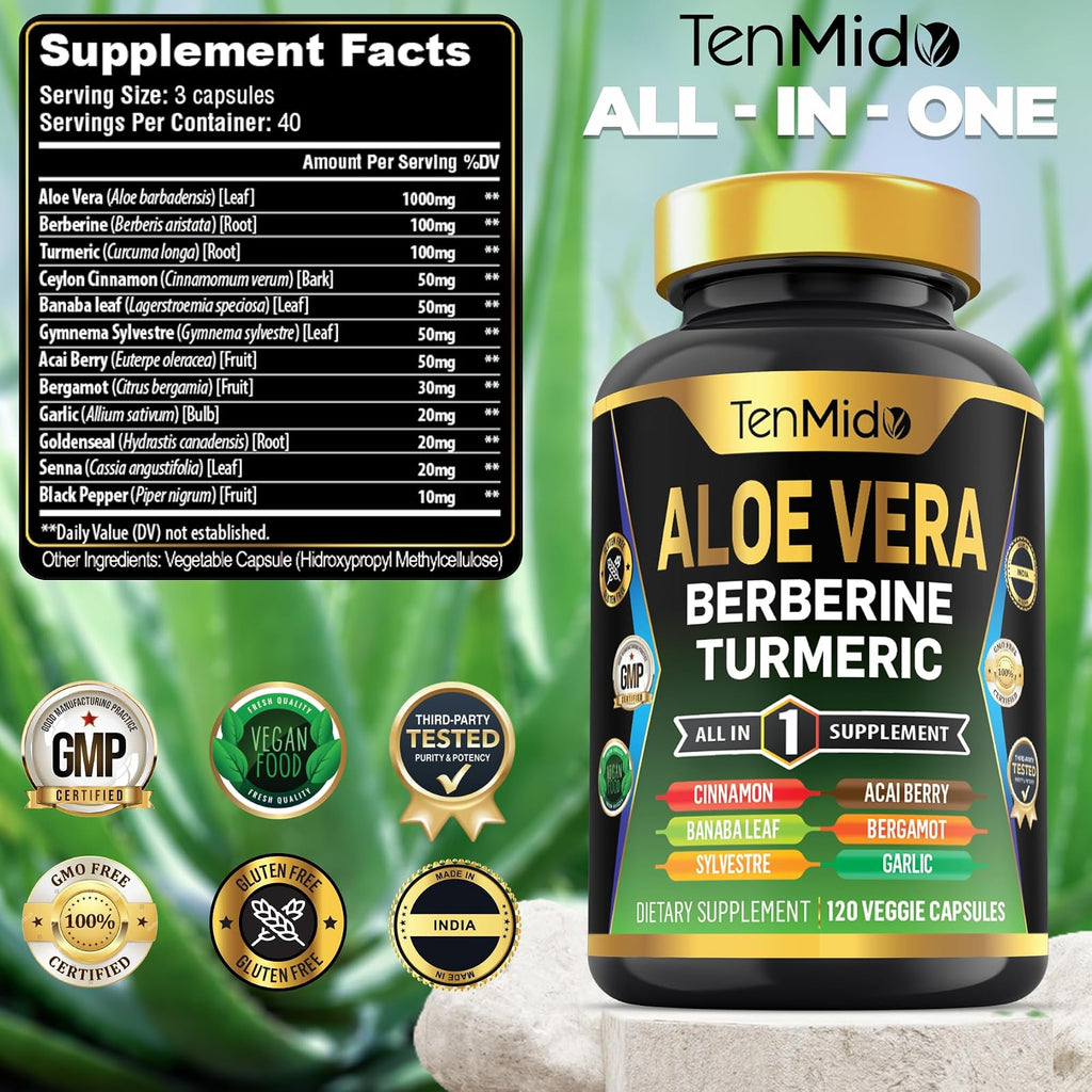 Natural Aloe Vera supplement capsules
