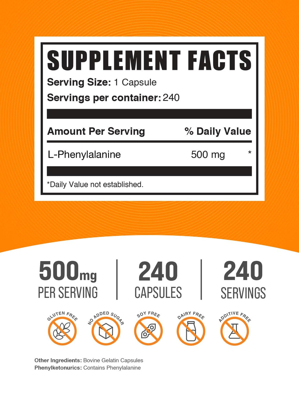 Natural amino acid supplement capsules